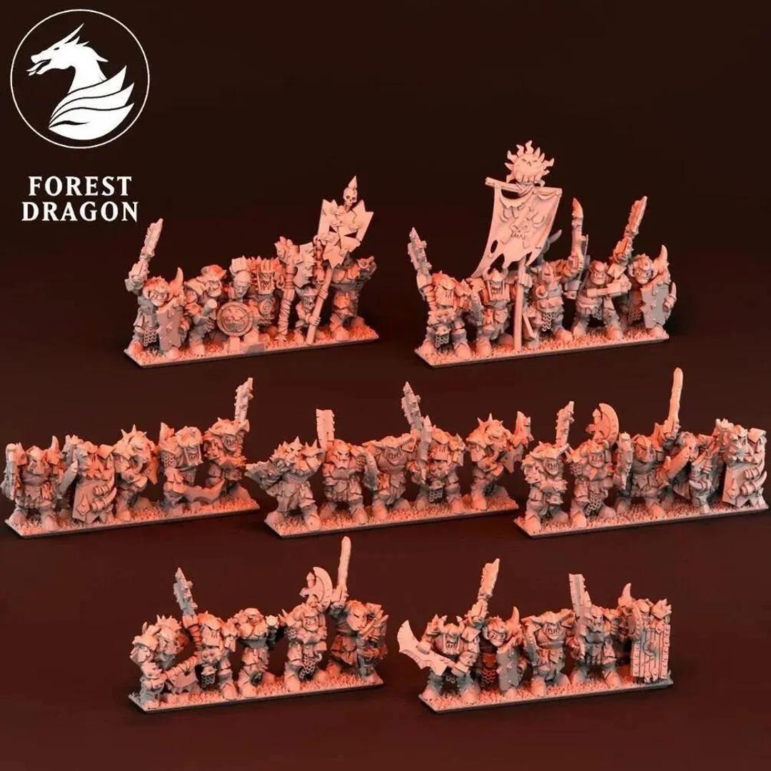 Orcs and Goblins Army Heavy Orc Warriors (10mm - 15mm Warmaster ...