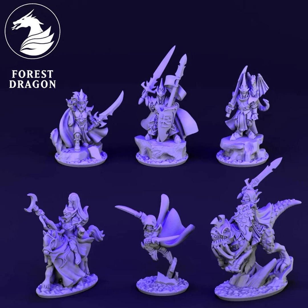 Dire Elf Character Pack (10mm-15mm Warmaster) by Forest Dragon (evil ...