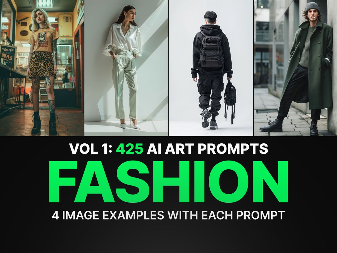 425 Ai Art Prompts for Fashion Midjourney Prompts, Dall E, Stable Diffusion, Bundle, Apparel ...