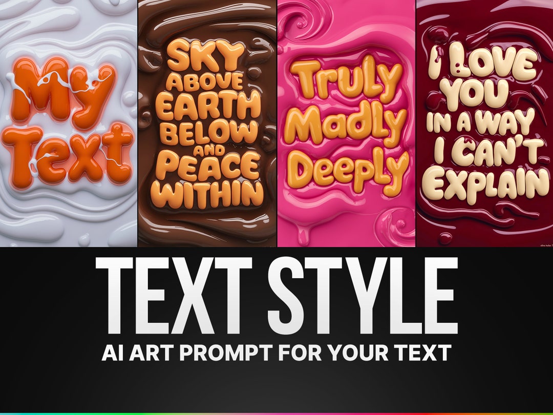 Text Style AI Art Prompt Template for Ideogram Midjourney, DALL-E, Font ...