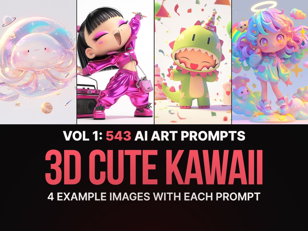 543 Midjourney Prompts for 3D Cute Kawaii Ai Art, Prompts, Dall E ...