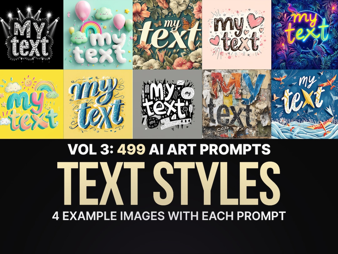 499 Midjourney Prompts for Text Styles: Vol 3 Ai Art, Prompt, Dall E ...