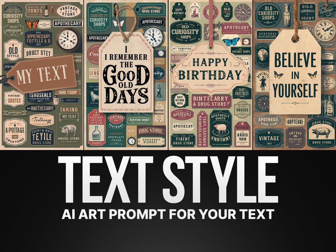 Modelo de prompt de arte AI de estilo de texto para ideograma Meio da ...