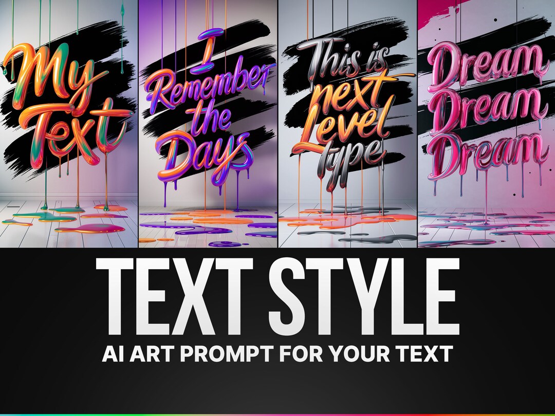 Text Style AI Art Prompt Template for Ideogram Midjourney, DALL-E, Font ...