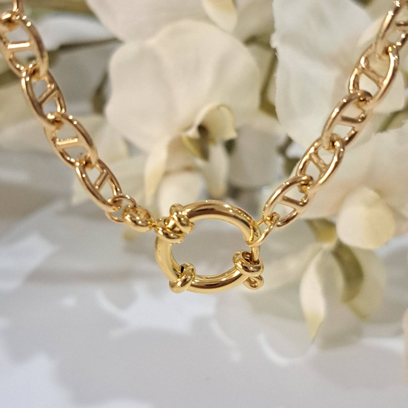 Gold Necklace, Flat Mariner Anchor Necklace, Mariner Gold Necklace ...