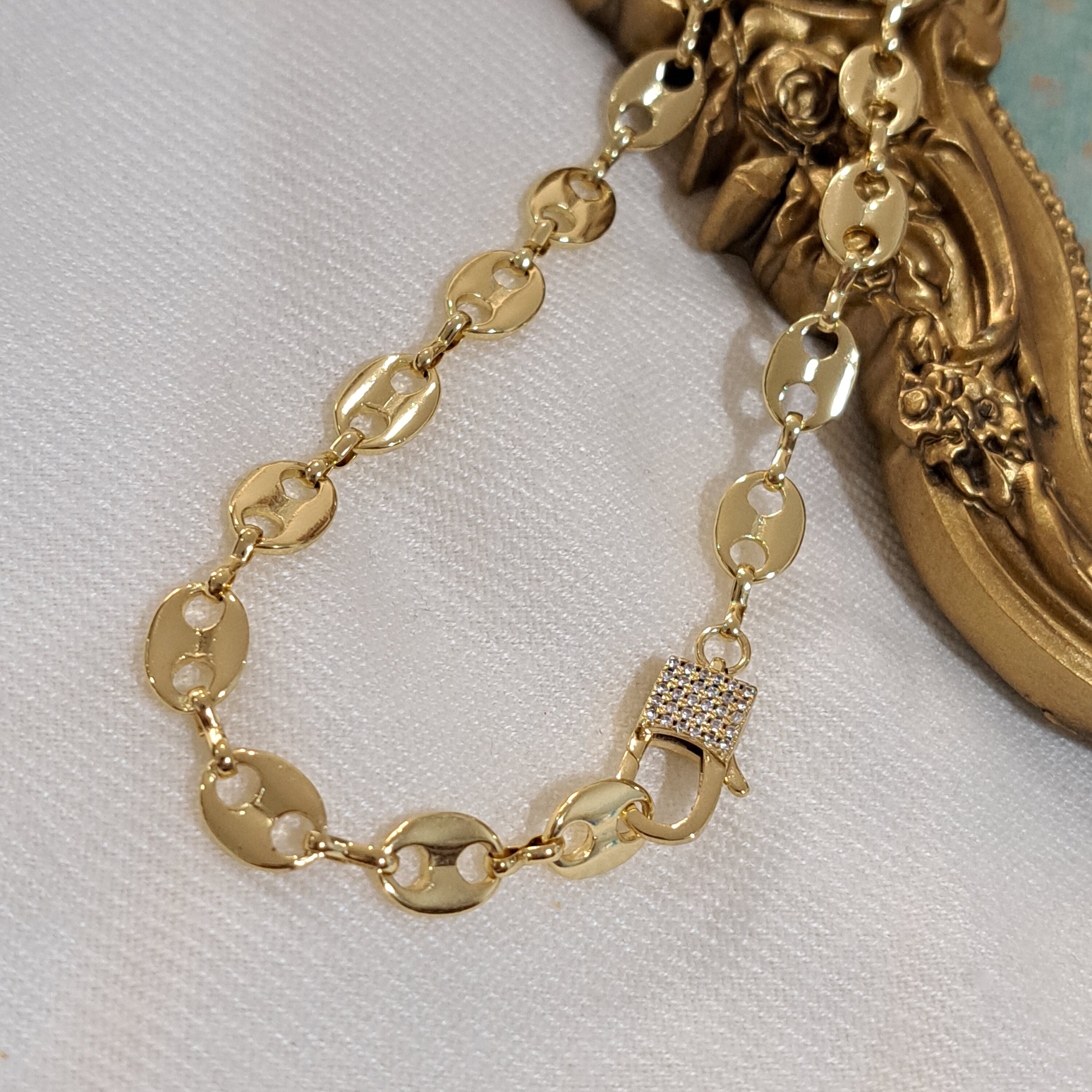 18k Gold Filled Puffed Mariner Link Chain Necklace, Mariner Gold ...