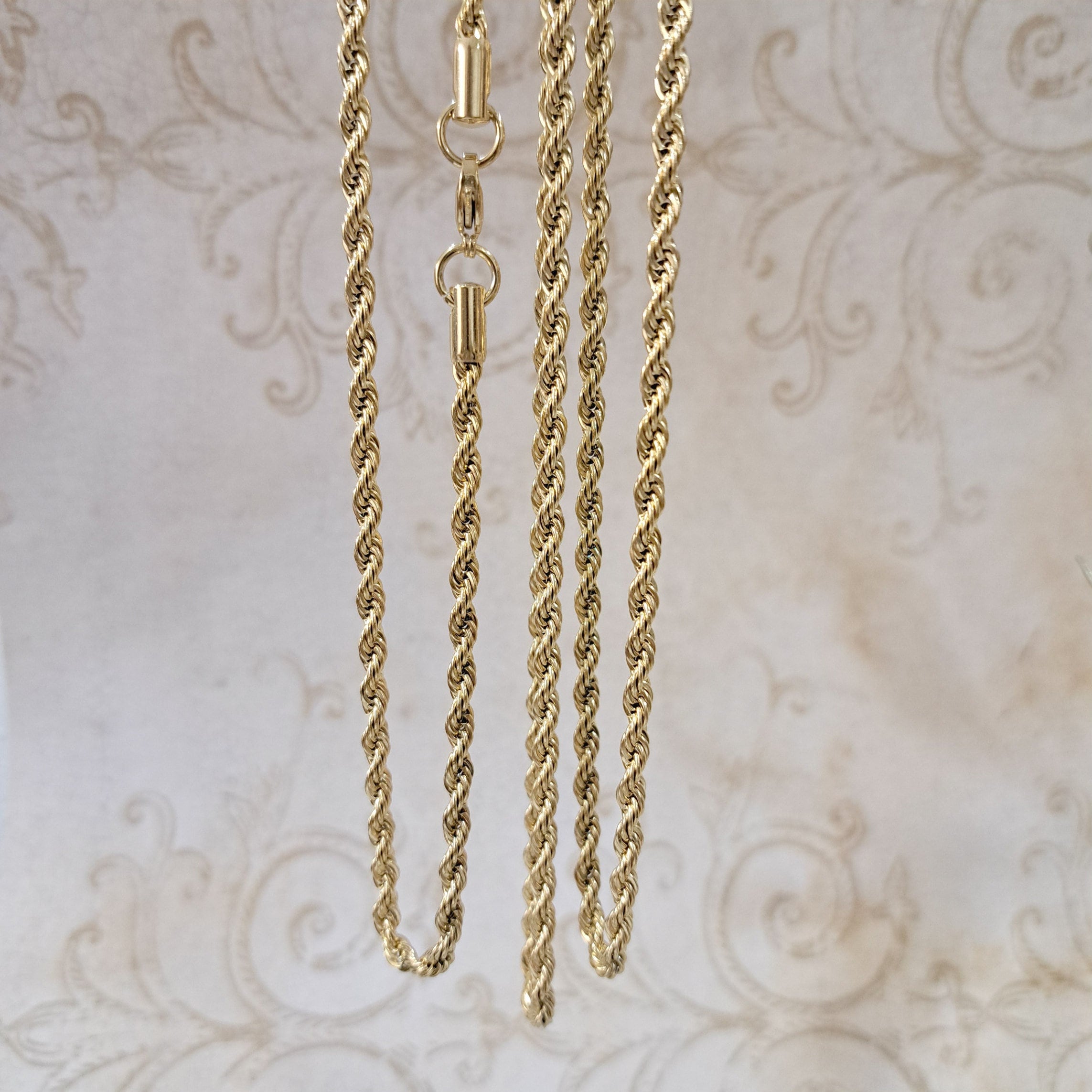18K Gold Twisted Rope Necklace, Twisted Chain STAINLESS STEEL Wave ...