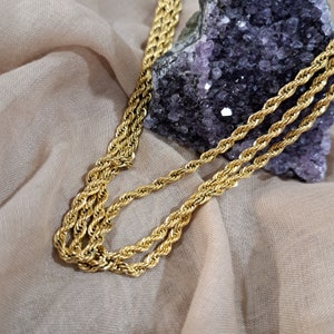 18K Gold Twisted Rope Necklace, Twisted Chain STAINLESS STEEL Wave ...