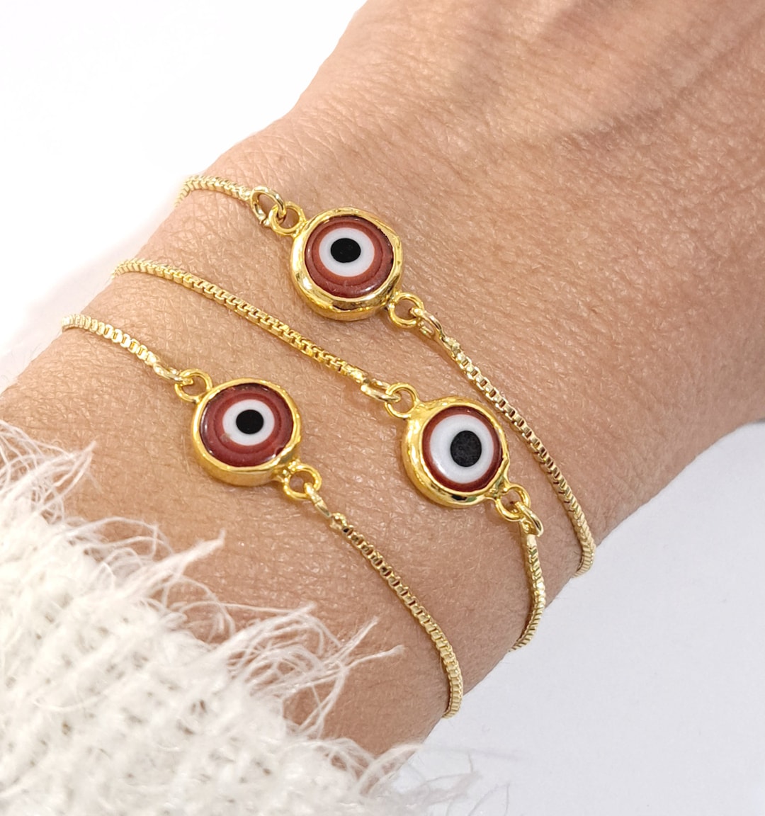 Evil Eye Bracelet, Gold Bracelet, Tiny Dainty Eye Bracelet, Gold Eye ...