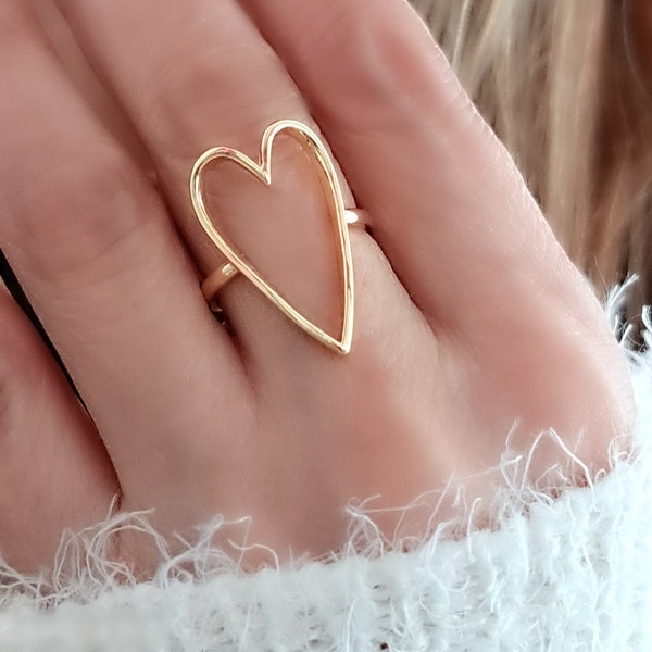 Open Heart Ring - Etsy