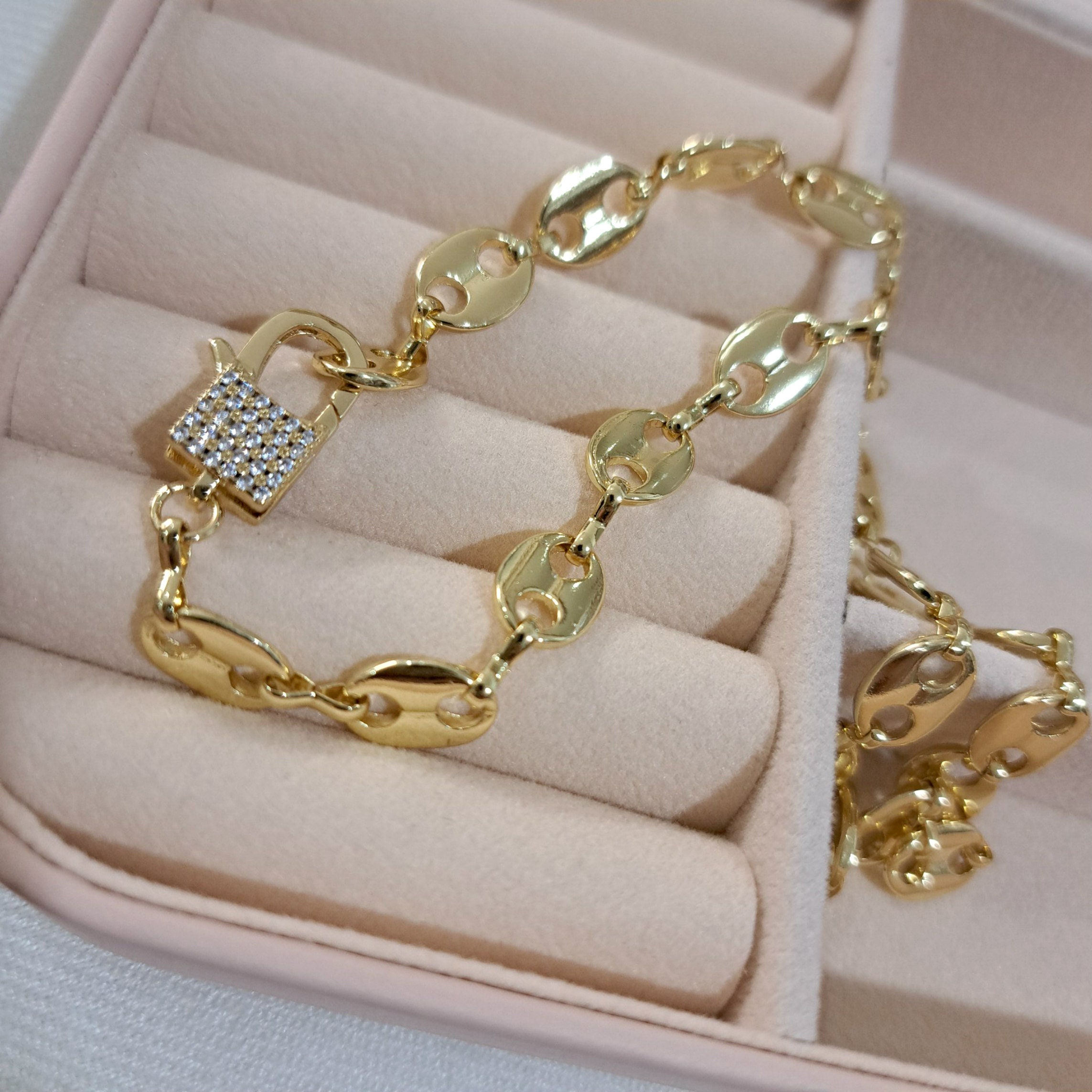 18k Gold Filled Puffed Mariner Link Chain Necklace, Mariner Gold ...