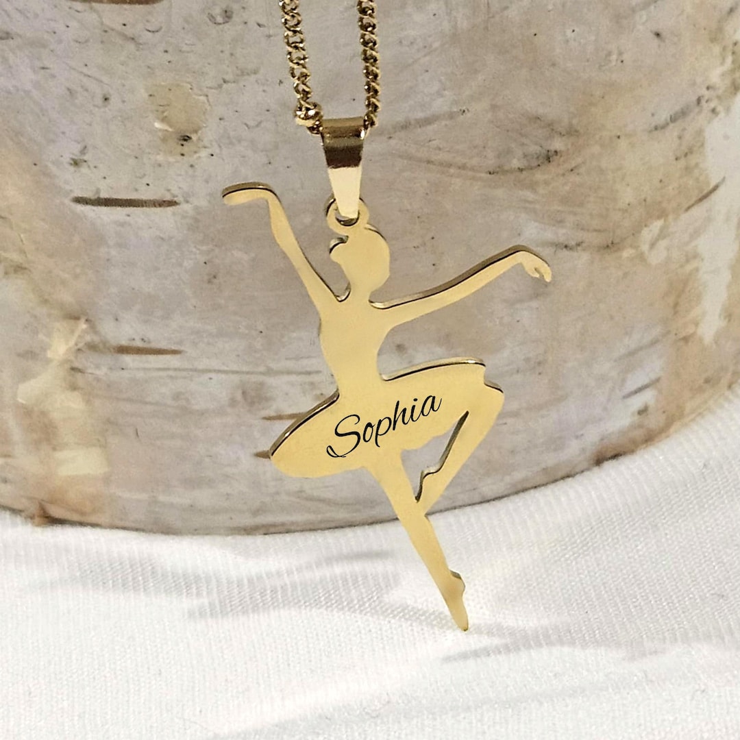 Ballerina Name Necklace, Personalized Ballet Dancer Name Pendant ...