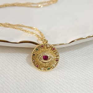 Good Luck Eye Necklace, Gold Evil Eye Necklace, Protection Jewelry, Eye ...