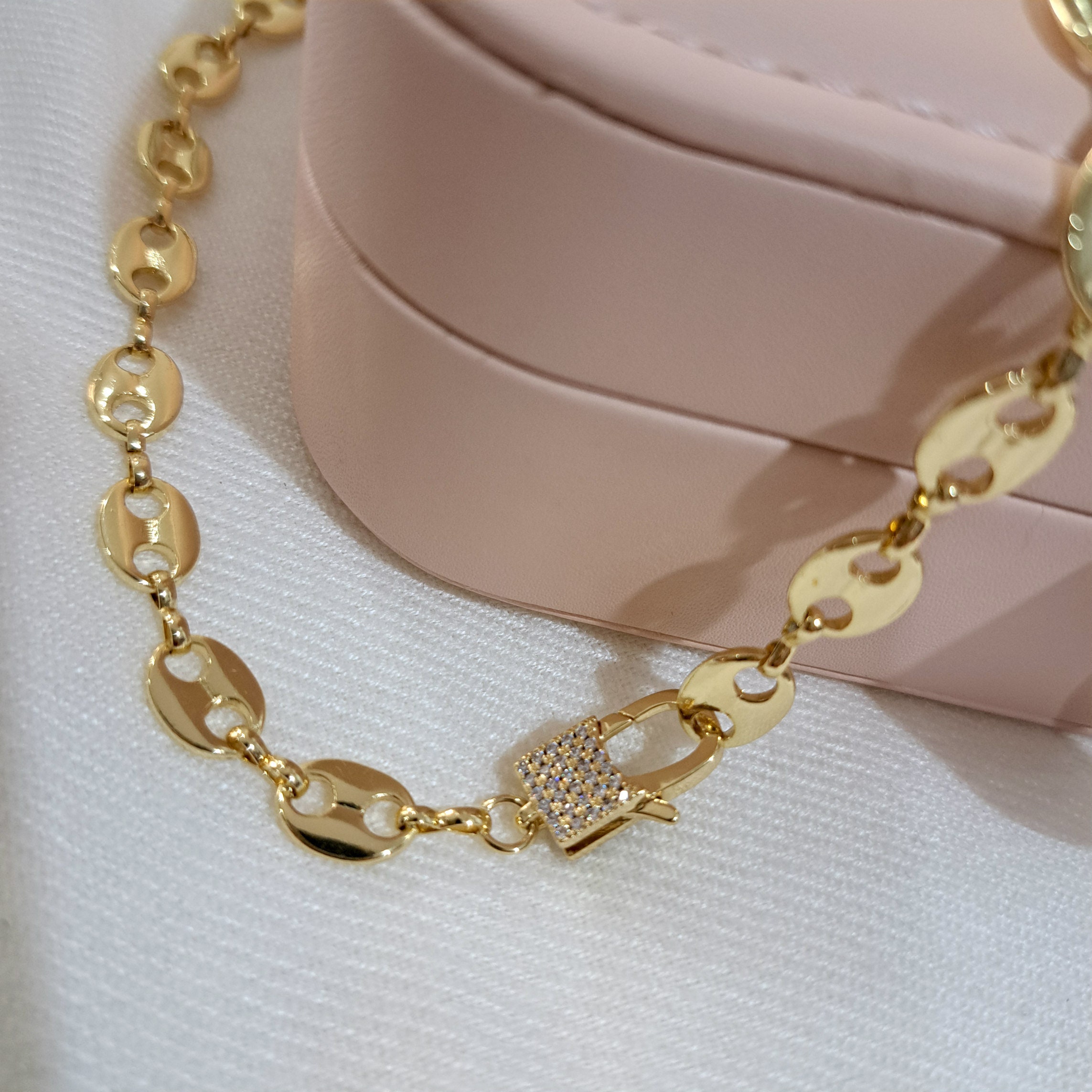 18k Gold Filled Puffed Mariner Link Chain Necklace, Mariner Gold ...
