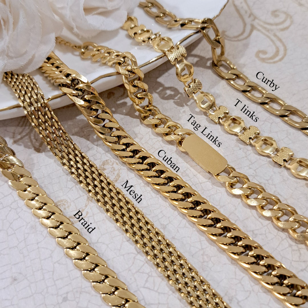 Chunky Gold Bracelet, Stainless Steel WATERPROOF Bracelet, Thick Chain ...