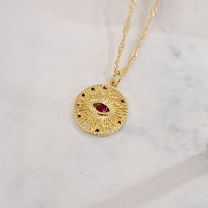 Good Luck Eye Necklace, Gold Evil Eye Necklace, Protection Jewelry, Eye ...