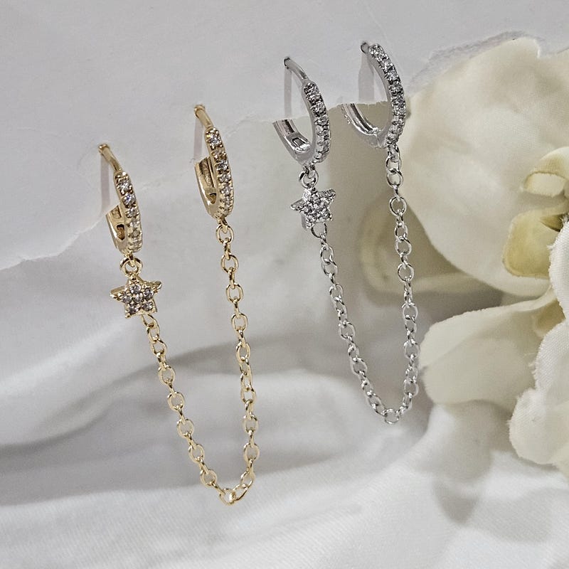 Crystal Chain Earrings - Etsy