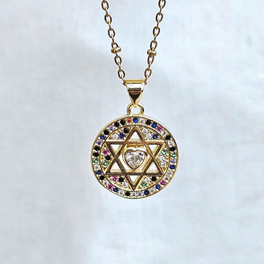 David Star Gold Necklace, CZ Jewish Star Necklace, Bat Mitzvah Gift ...