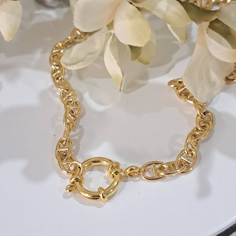 Gold Necklace, Flat Mariner Anchor Necklace, Mariner Gold Necklace ...