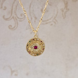 Good Luck Eye Necklace, Gold Evil Eye Necklace, Protection Jewelry, Eye ...