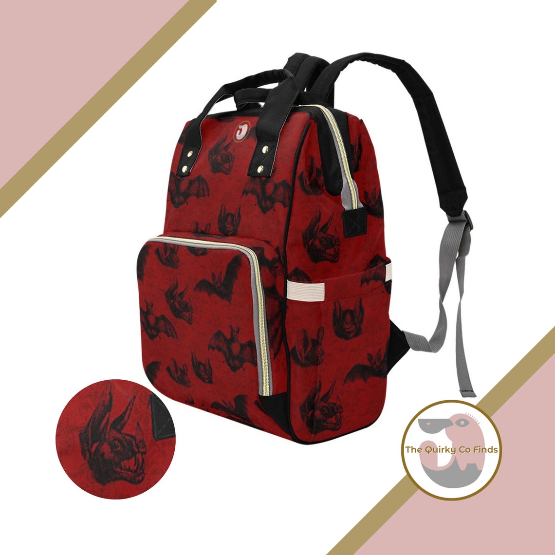 Blood Red Bat Backpack Diaper Bag Insulated Bottle Bag | Etsy