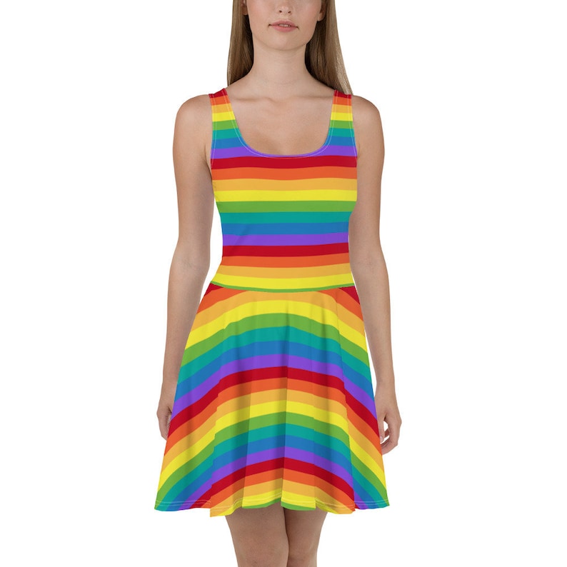 Rainbow Stripe Women's Skater Dress, Pride Clothing, LGBTQ, Gay Pride ...
