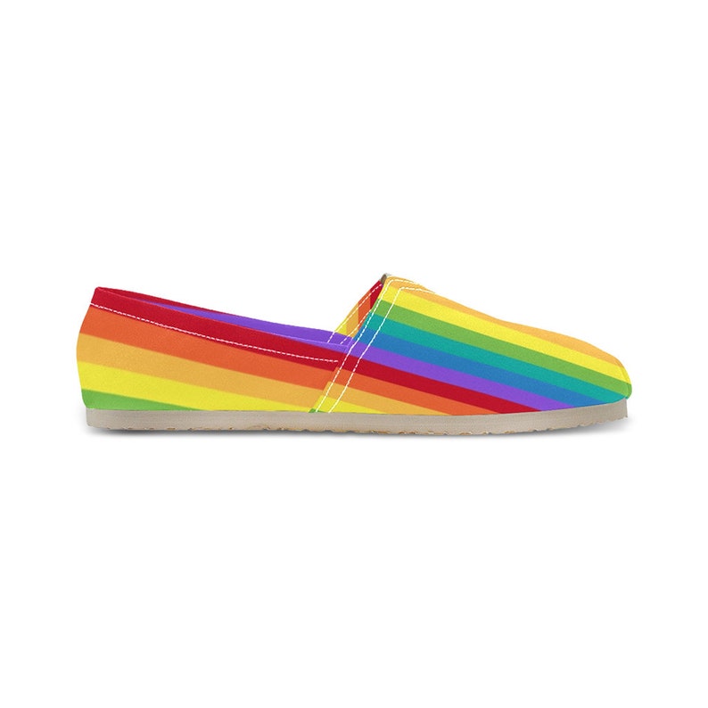 Rainbow Stripe LGBTQ Pride Canvas Slip on Flats, Gay Pride Shoes, Slip ...