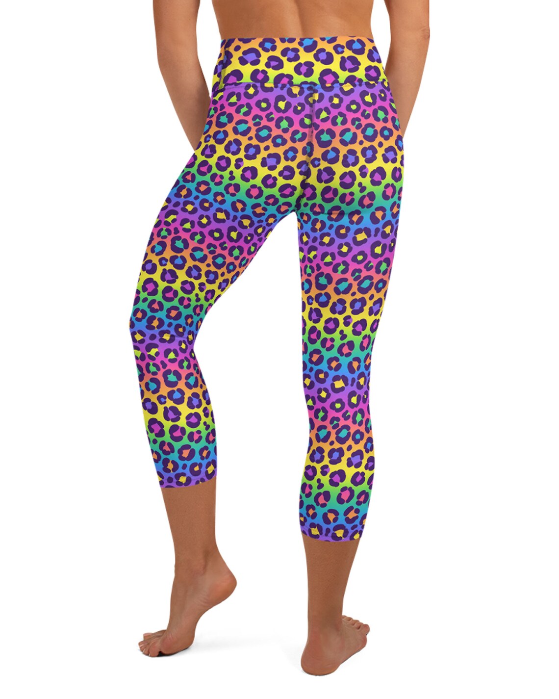 Neon Striped Rainbow Leopard Print Adult Womens Leggings Etsy