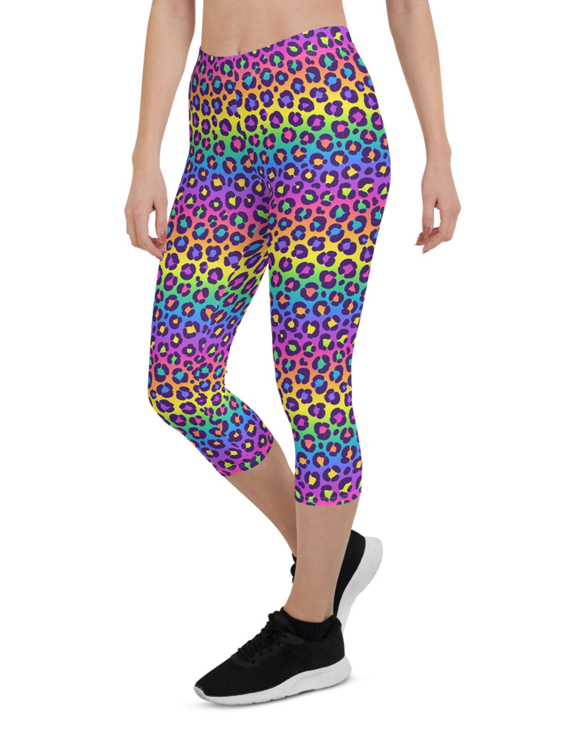 Neon Striped Rainbow Leopard Print Adult Womens Leggings Etsy