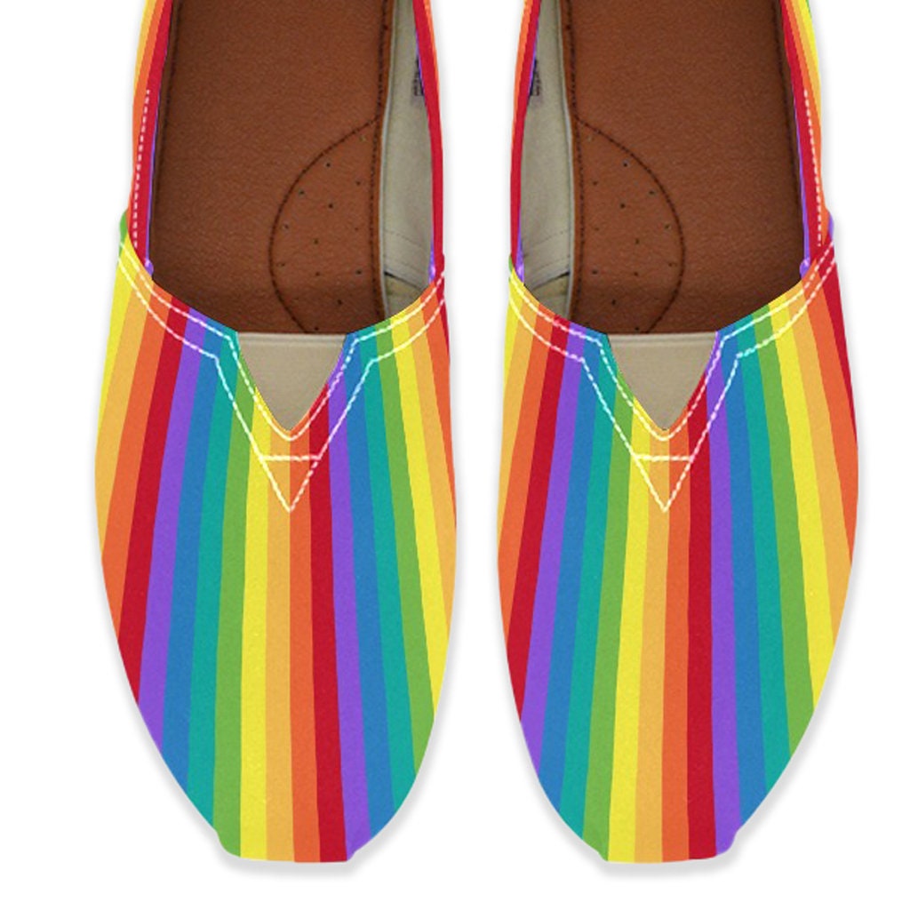 Rainbow Stripe LGBTQ Pride Canvas Slip on Flats, Gay Pride Shoes, Slip ...