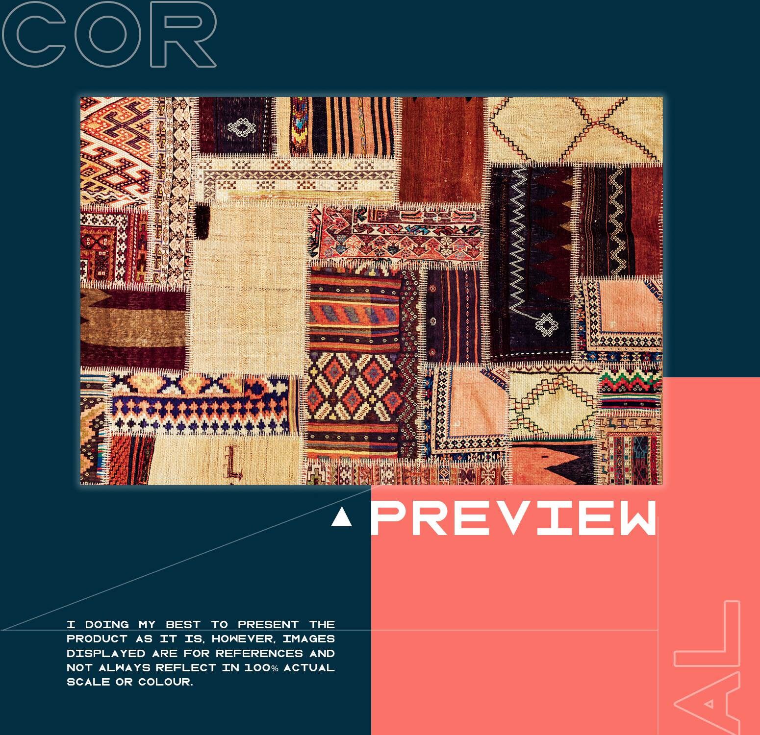 Patchwork Pattern Vinyl Floor Mat, Patchwork Vinyl Rug, Red and Cream ...