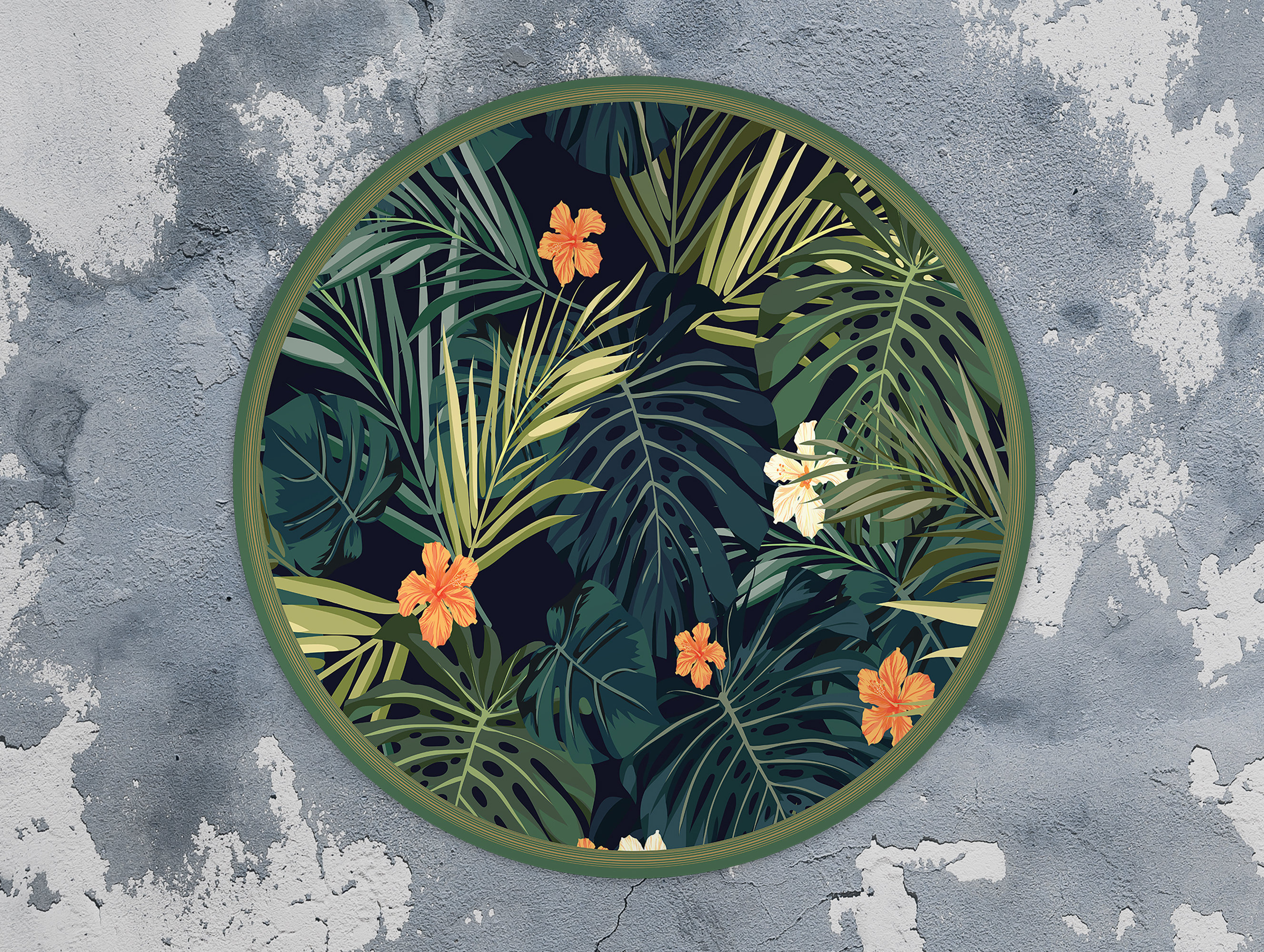 Tropical Round Rug Round Vinyl Mat Tropical Vinyl Floor Mat | Etsy