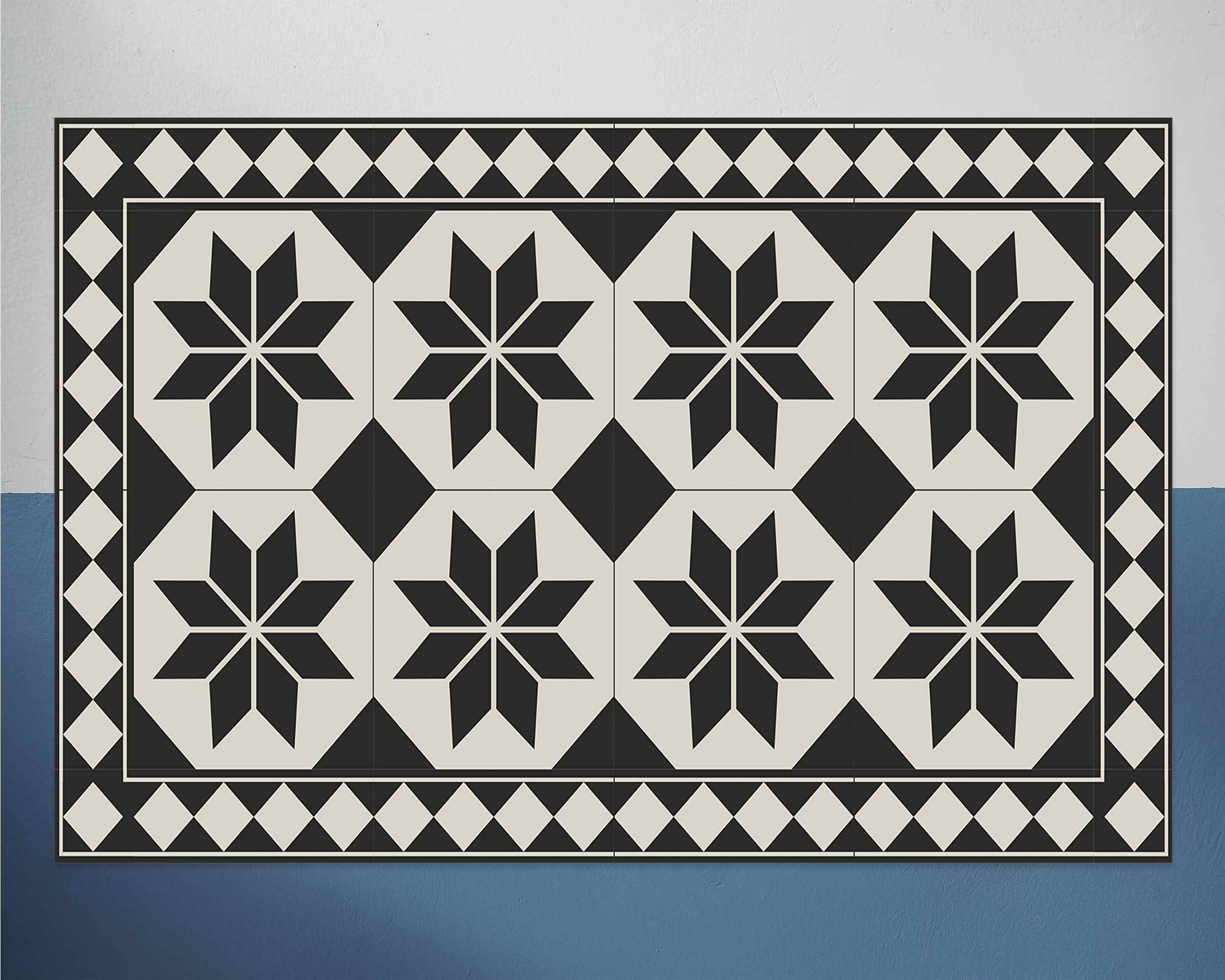 Black and Gray Geometric Stars Pattern Vinyl Mat Tile Vinyl | Etsy