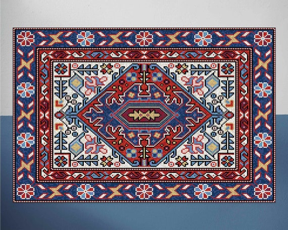Multicolored Ethno Geometric Pattern Vinyl Rug Ethnic Vinyl | Etsy