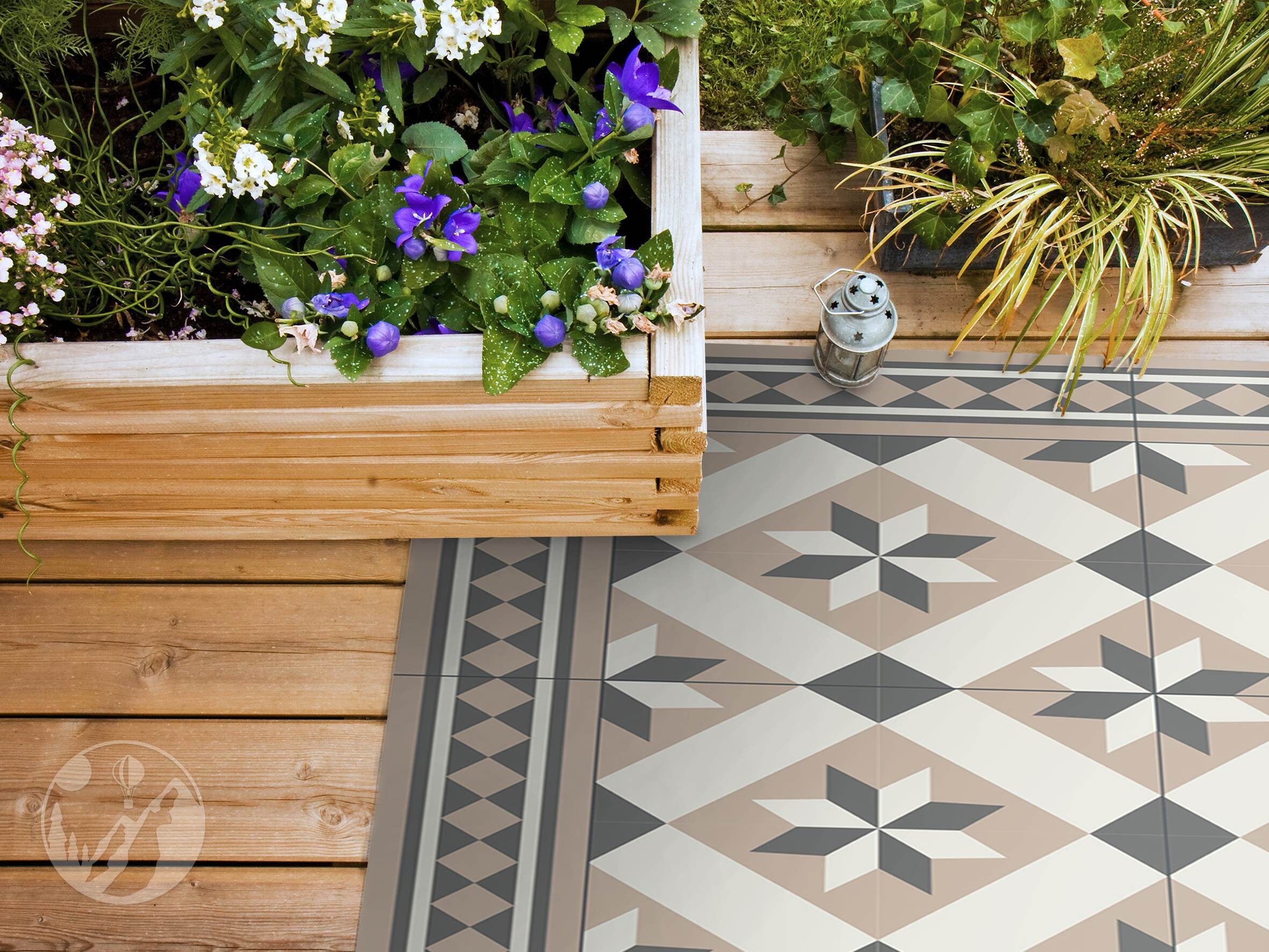 Greek Pattern Vinyl Floor Mat Tile Vinyl Floor Mat Beige and | Etsy