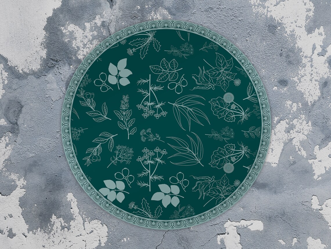 Botany Round Rug Round Vinyl Mat Plants Vinyl Floor Mat - Etsy