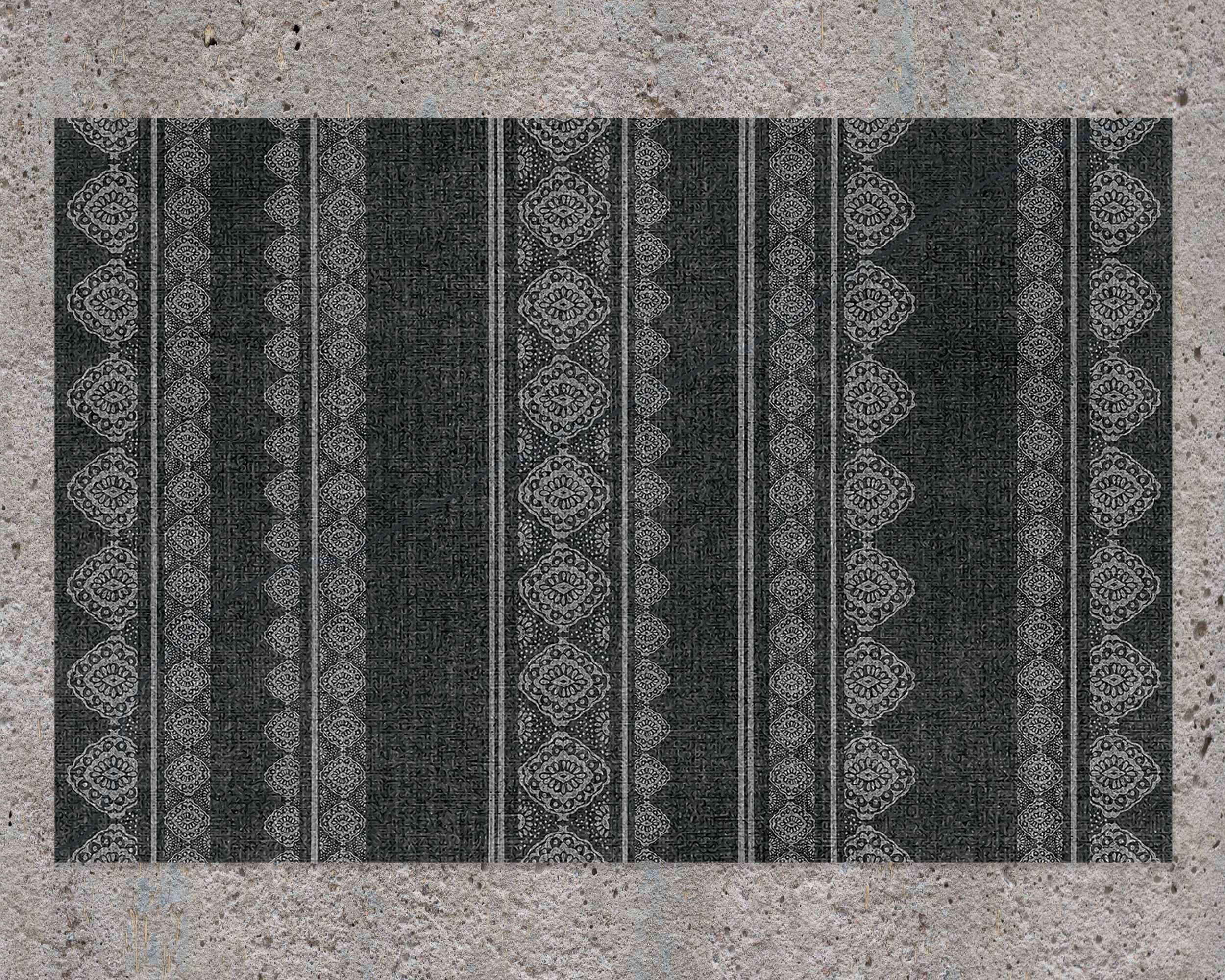Dark Fabric Texture With White Lace Stripes Vinyl Floor Mat - Etsy