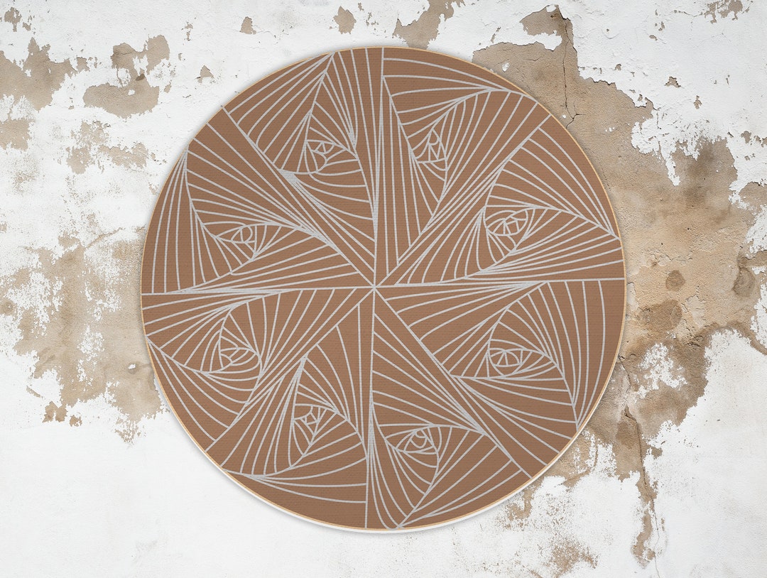 Spider Web Floor Mat, Round Vinyl Mat, Geometric Vinyl Mat, Brown and ...