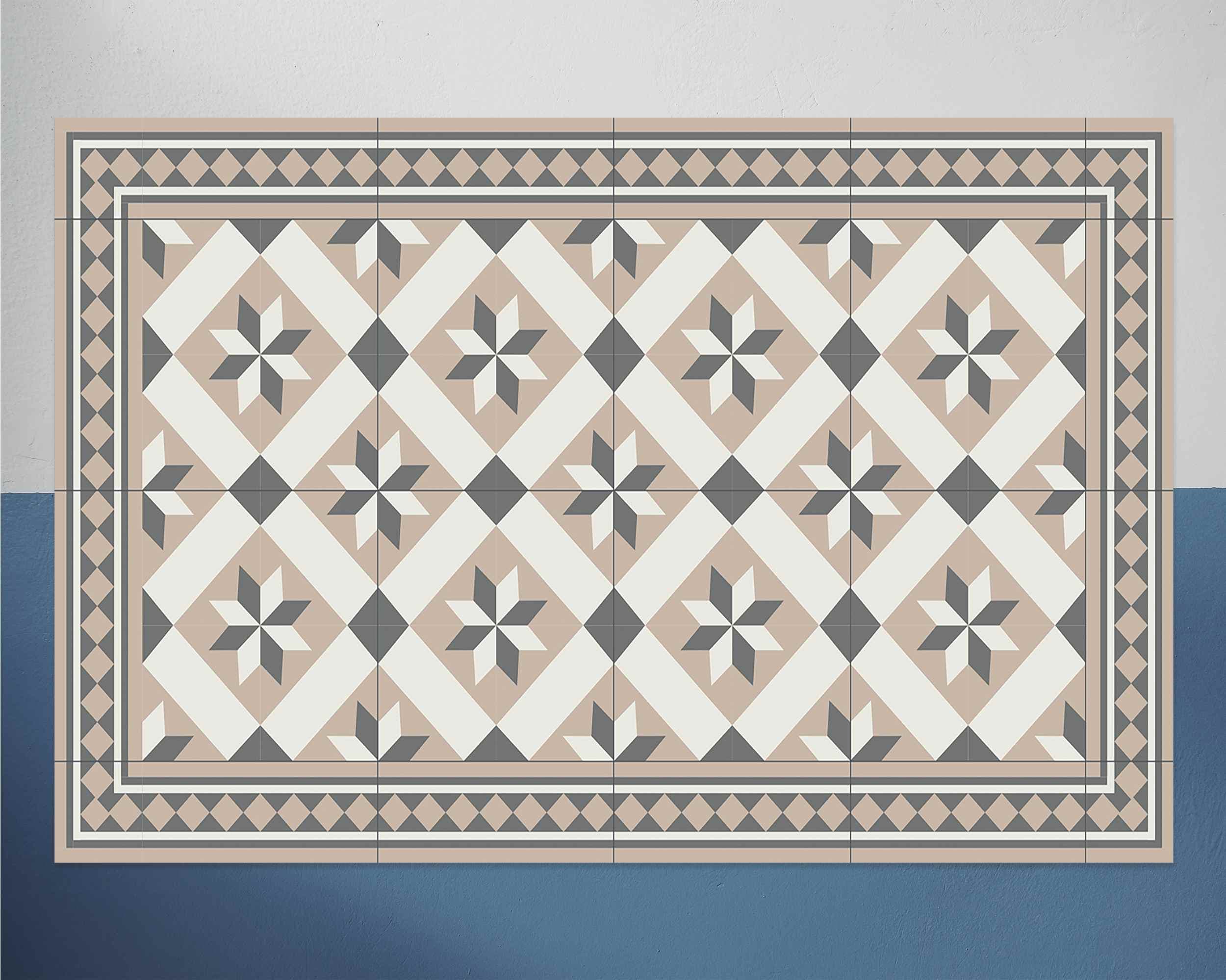 Greek Pattern Vinyl Floor Mat Tile Vinyl Floor Mat Beige and | Etsy