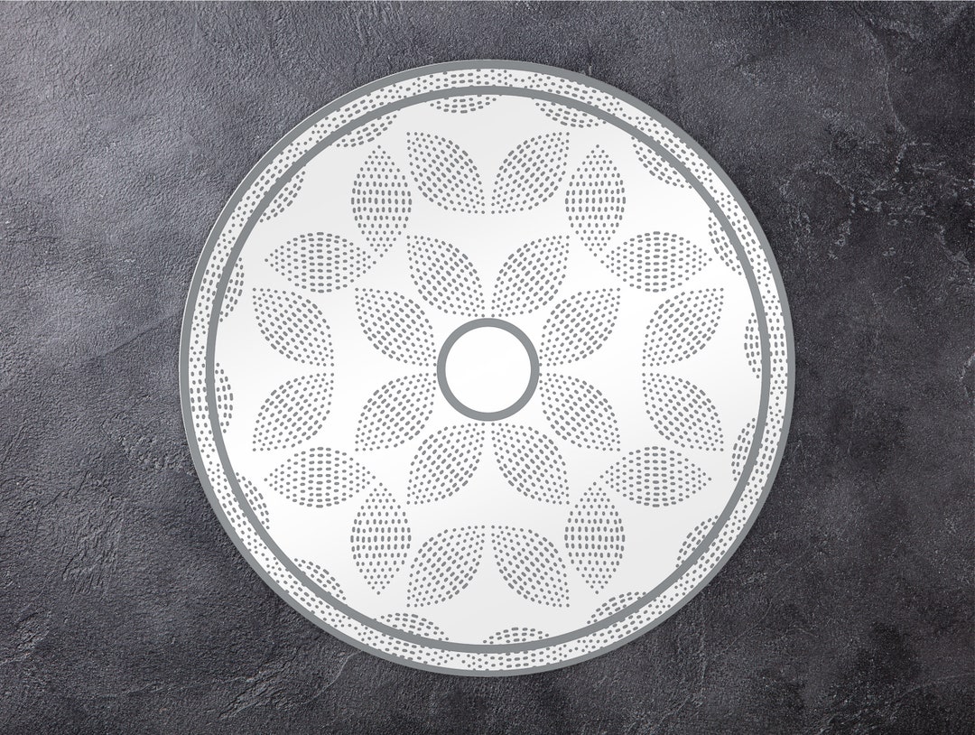 Glade Vinyl Mat, Round Vinyl Mat, Ornament Round Rug, White and Gray ...