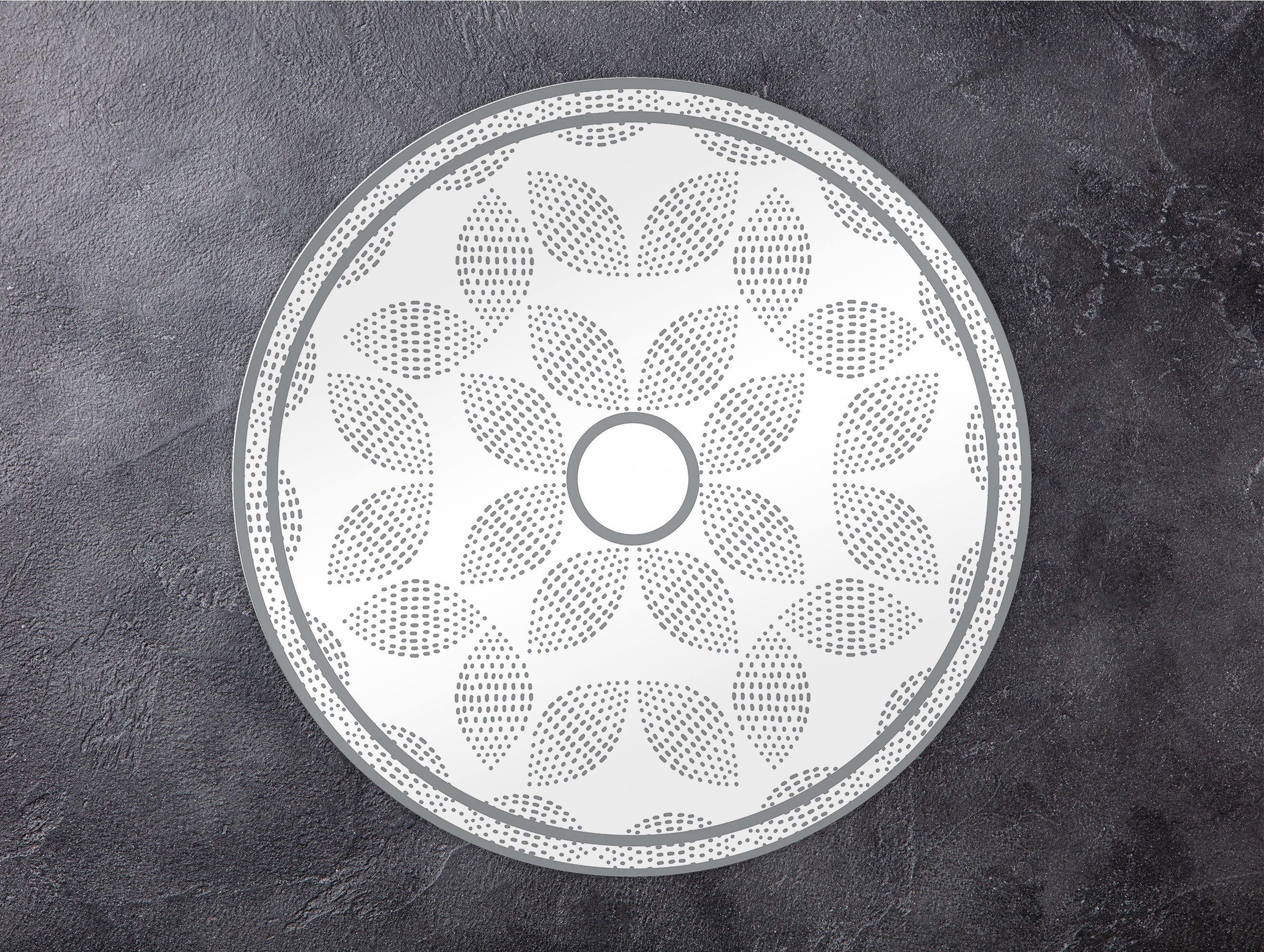 Glade Vinyl Mat, Round Vinyl Mat, Ornament Round Rug, White and Gray ...