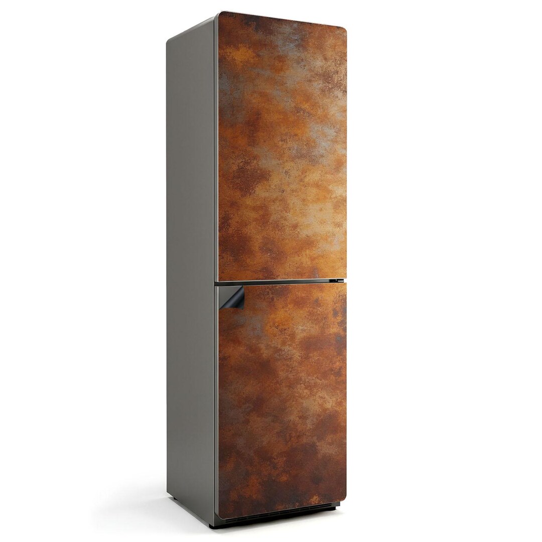 Metallic Texture With Rust Fridge Magnetic Decal, Orange Stylish Fridge ...