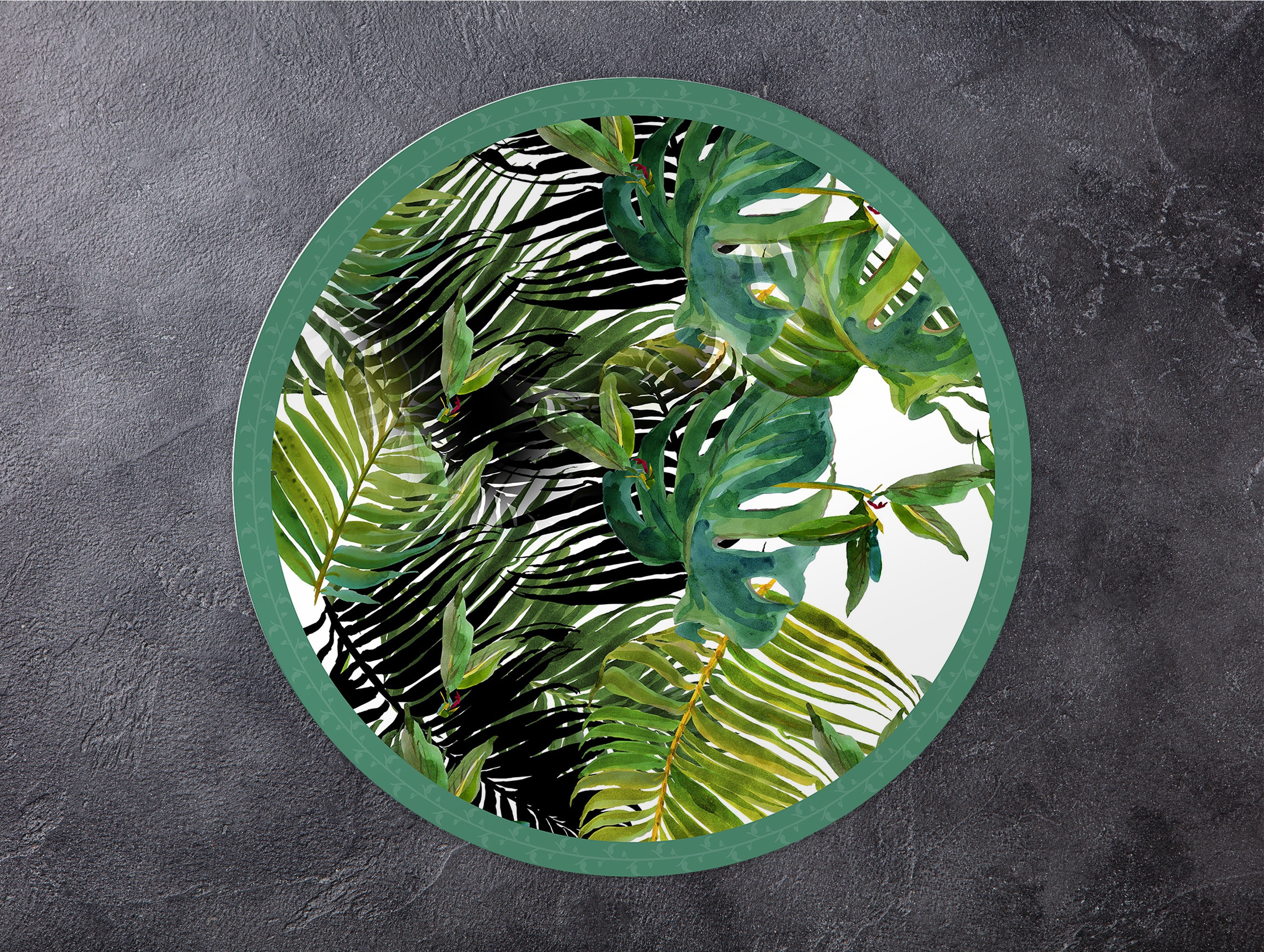 Greeny Vinyl Mat Round Vinyl Mat Plants Round Rug Green and - Etsy