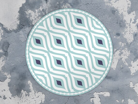 Wave Round Rug Round Vinyl Mat Geometric Vinyl Floor Mat | Etsy