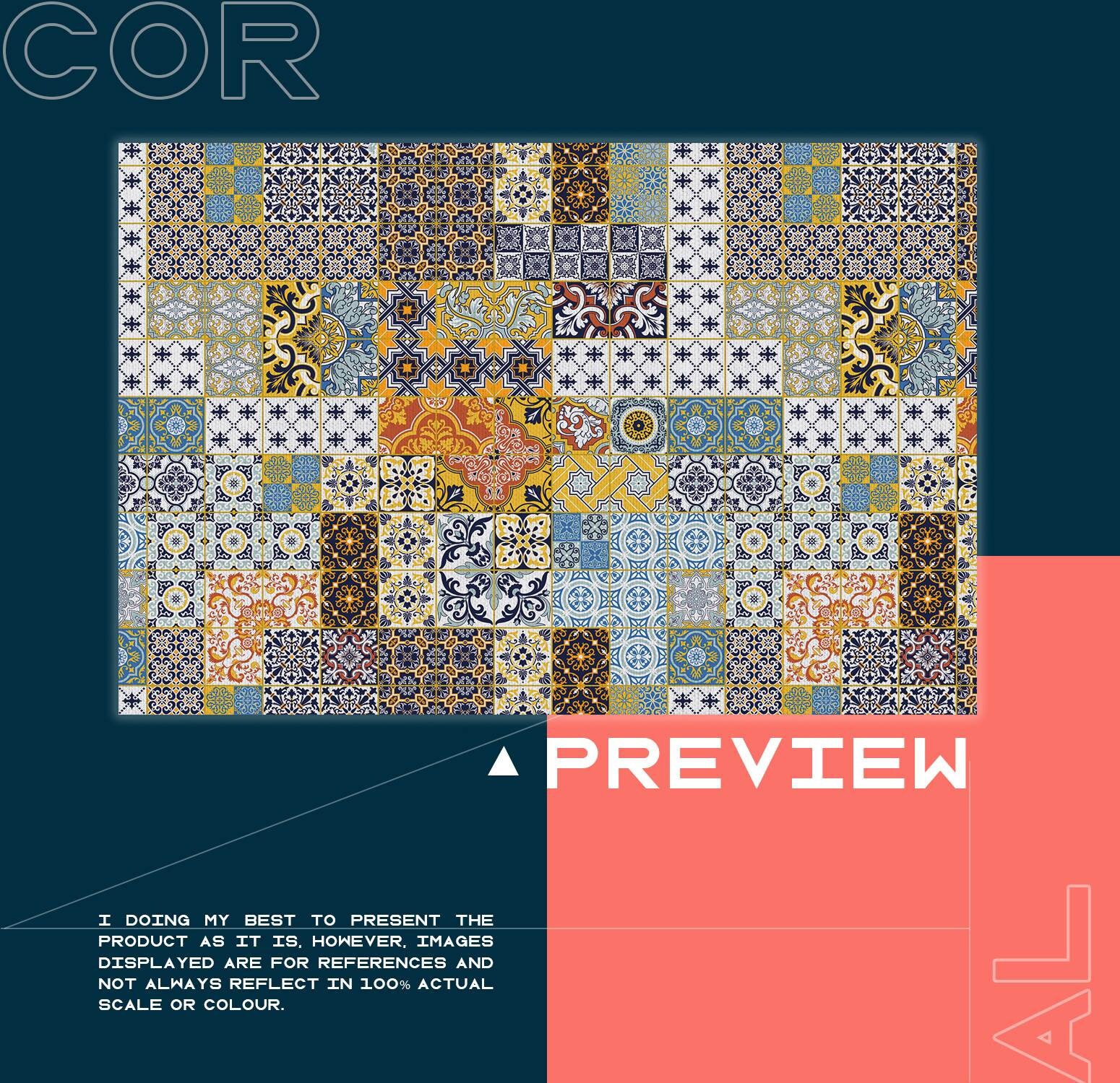 Multicolored Figured Tiles Vinyl Floor Mat Patchwork Vinyl | Etsy