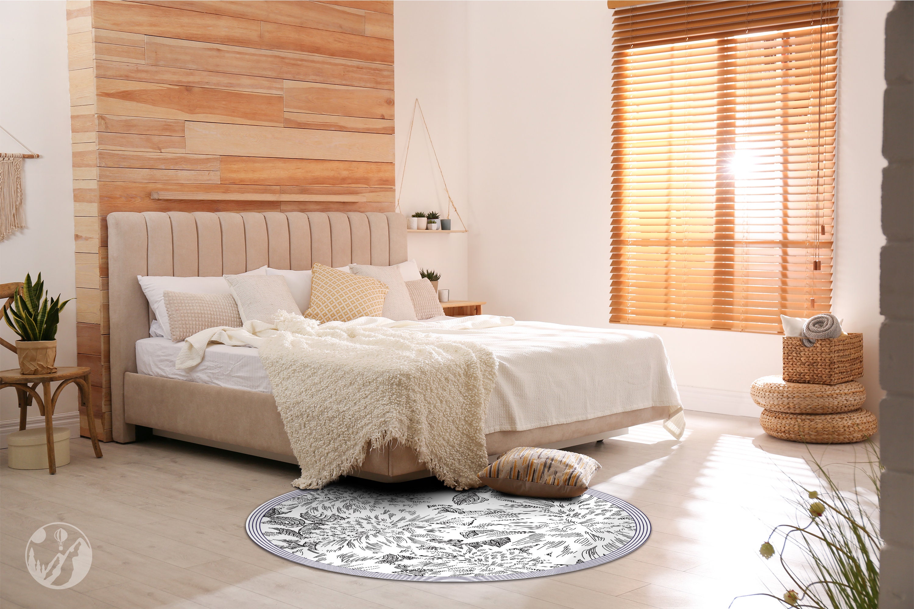 Contour Vinyl Mat Round Vinyl Mat Flowery Round Rug Black | Etsy