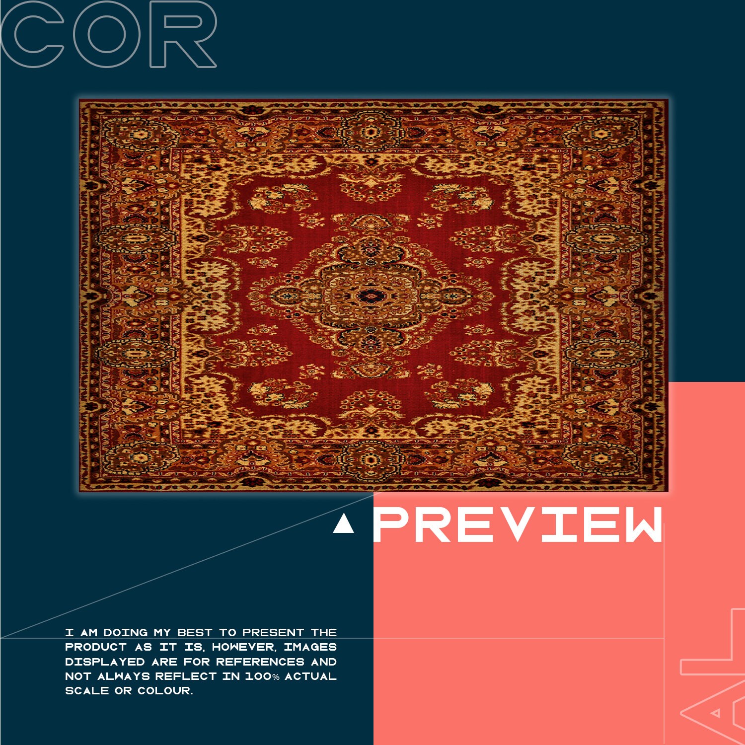 Persian Carpet Fire Red Vinyl Mat Red Linoleum Rug Orange - Etsy Canada