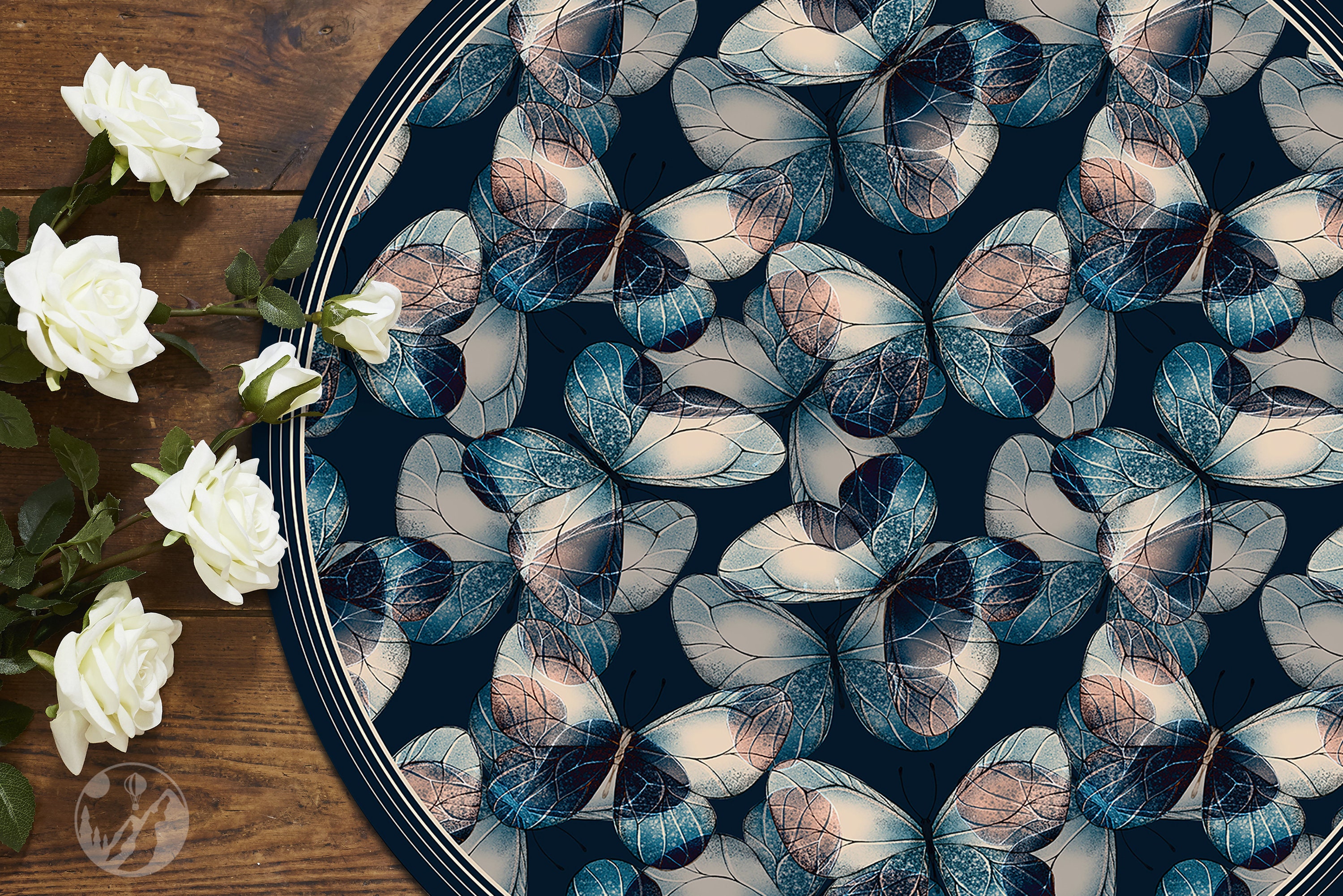 Butterflies Round Rug Round Vinyl Mat Animal Floor Mat Blue - Etsy