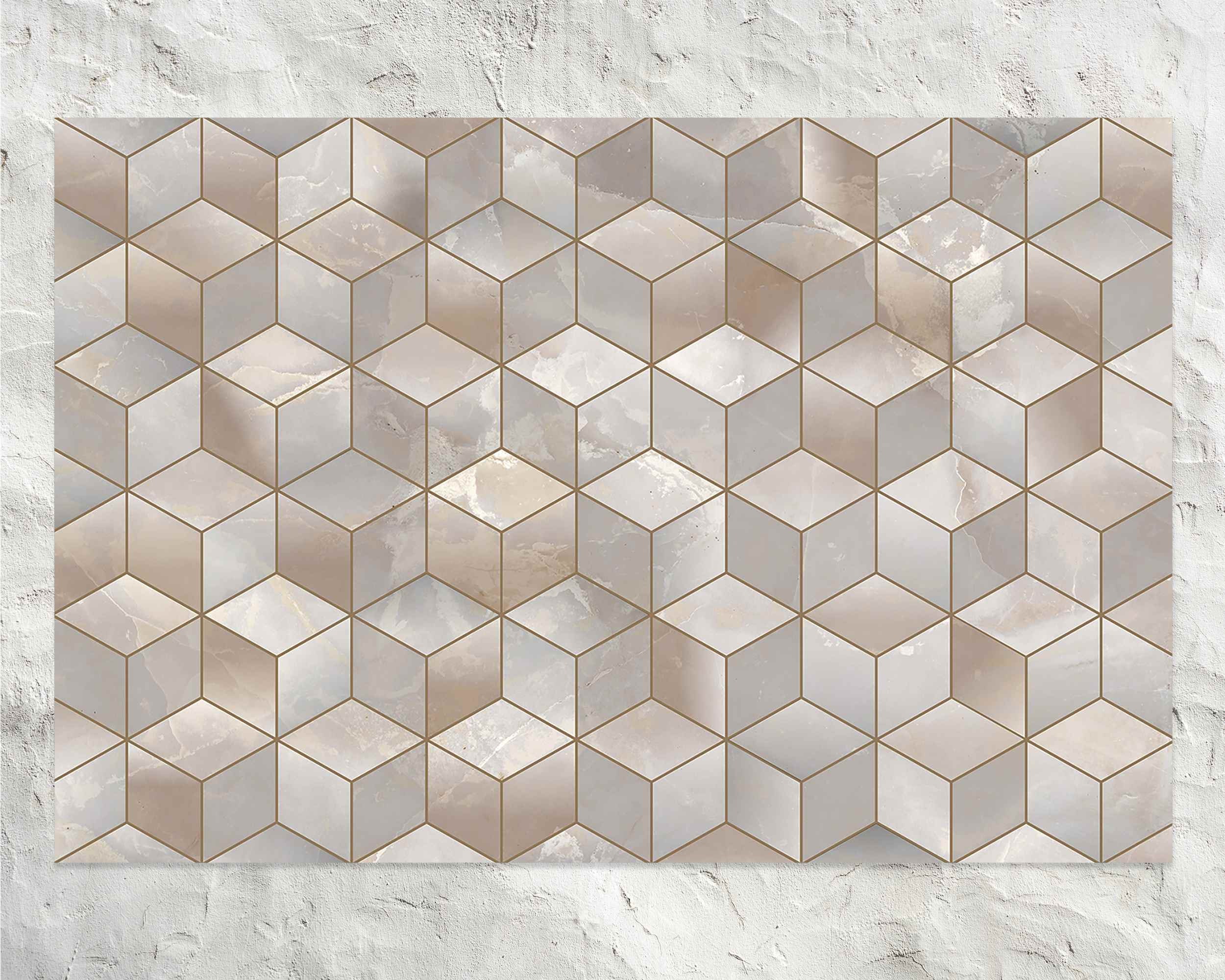 Three Cube Marble Pattern Vinyl Mat Marble Vinyl Floor Mat | Etsy