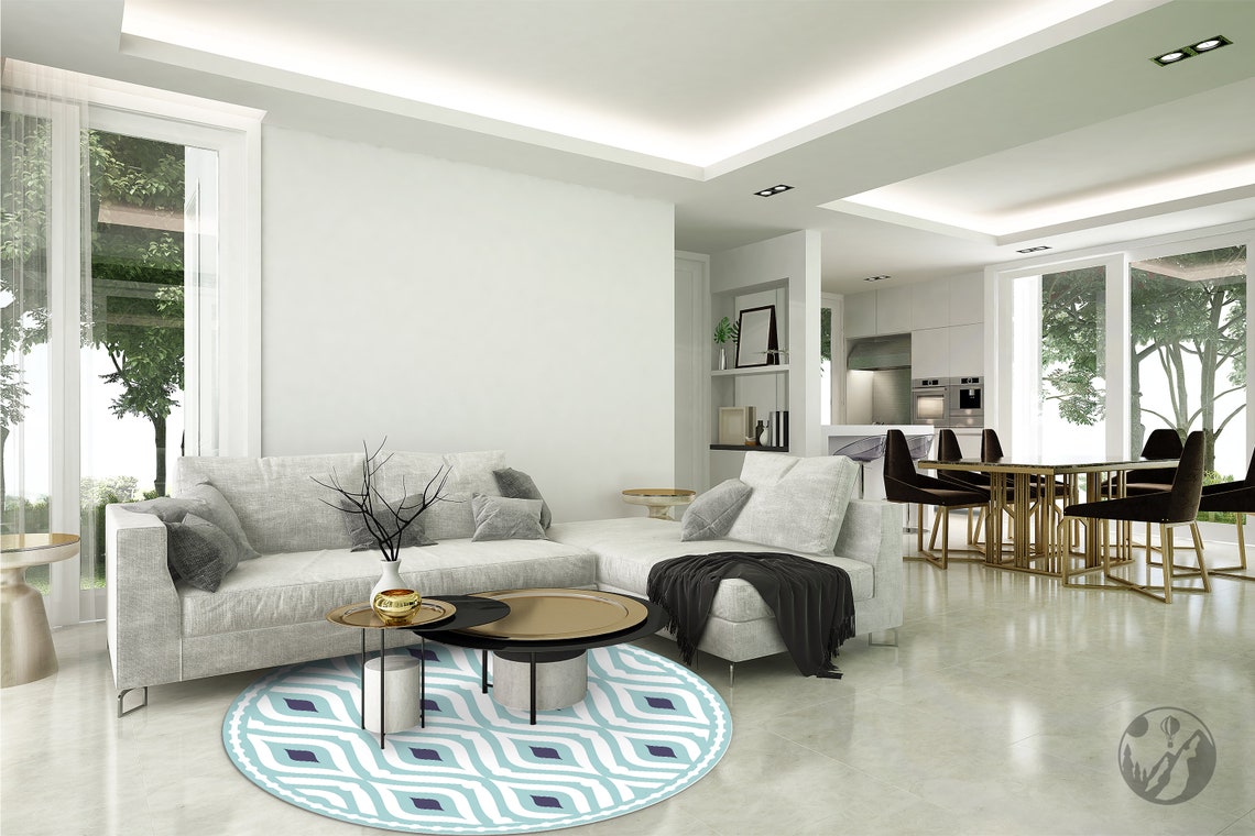 Wave Round Rug Round Vinyl Mat Geometric Vinyl Floor Mat | Etsy